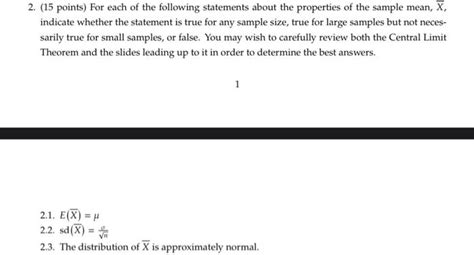 Solved 2 15 Points For Each Of The Following Statements