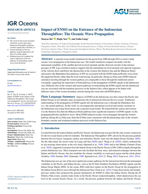 Impact Of Enso On The Entrance Of The Indonesian Throughflow The