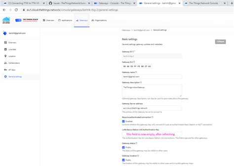 Gateway Console Field Lora Basics Station Lns Authentication Key Is Empty After Recovering
