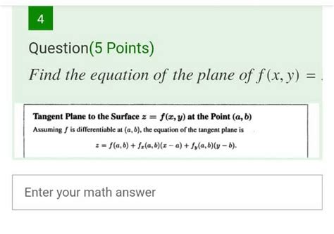 Question Points Find The Equation Of The Plane Of Chegg