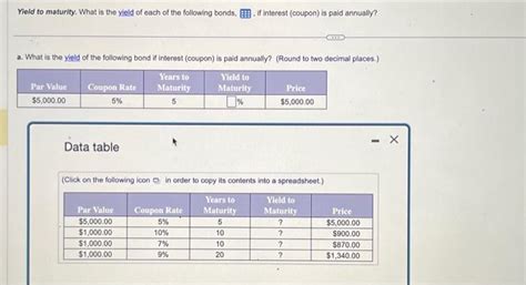 Solved Yield To Maturity What Is The Yield Of Each Of The Chegg
