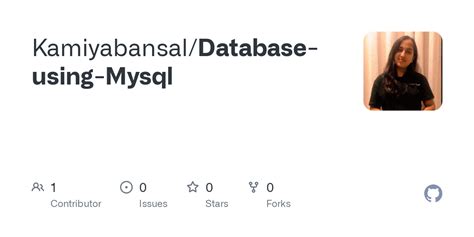 Github Kamiyabansaldatabase Using Mysql