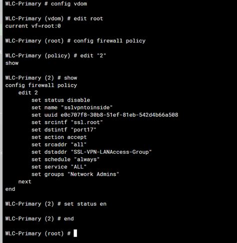 how to resolve not possible to create firewall policy for ssl vpn