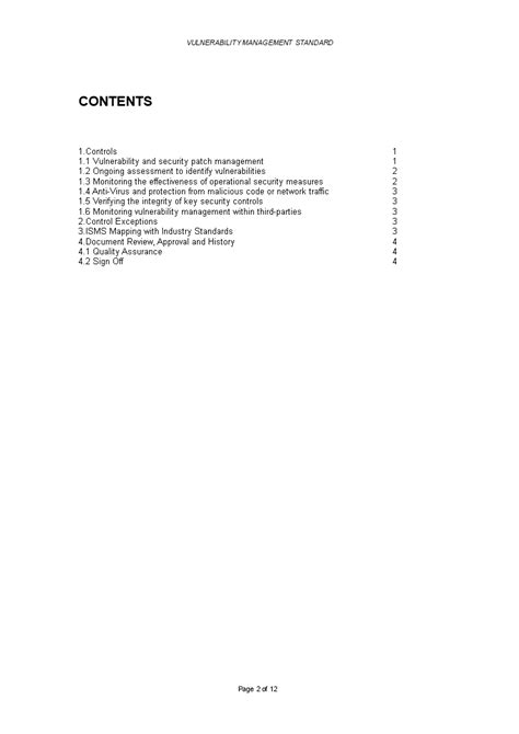 Vulnerability Management It Security Standard Templates At