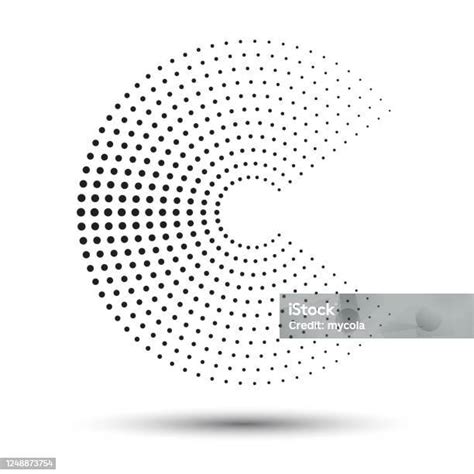 하프톤 도트원 형태의 원 둥근 로고 또는 아이콘 벡터 점선 프레임을 설계 요소로 건강관리와 의술에 대한 스톡 벡터 아트 및 기타