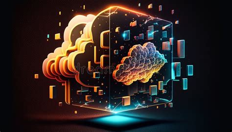 Glowing Cloud Icon Technology Concept Exploded Panel With Cloud Services Stock Illustration