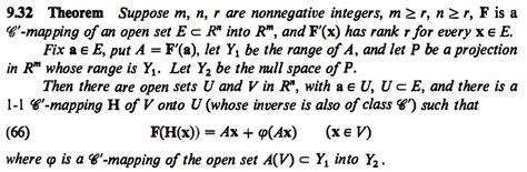 real analysis how does rudin s rank theorem apply to the map f x y