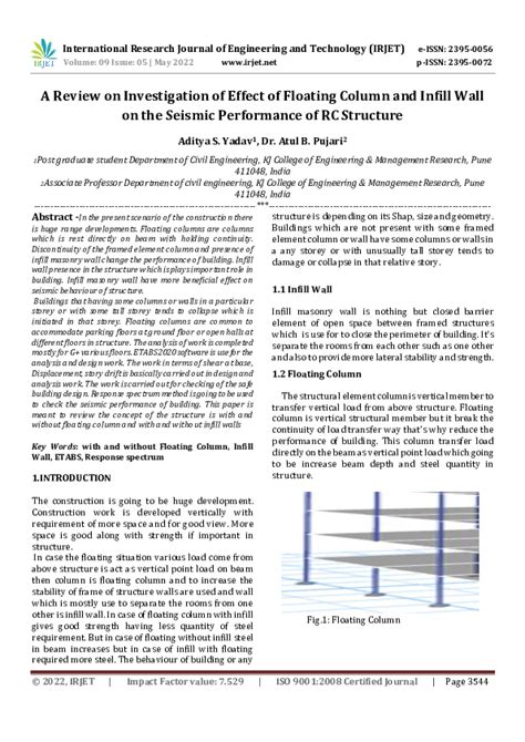 Pdf A Review On Investigation Of Effect Of Floating Column And Infill Wall On The Seismic