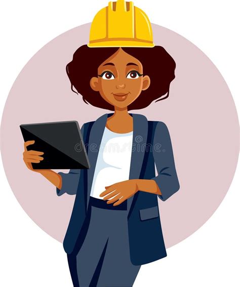 Female Engineer With Hard Hat And Tablet Vector Illustration Stock