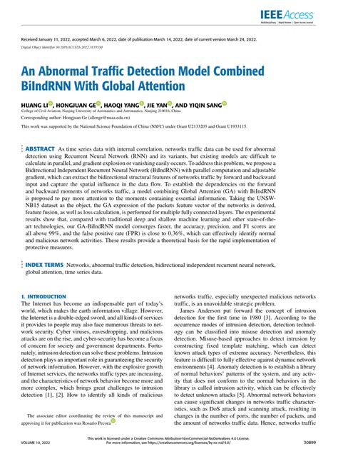 Pdf An Abnormal Traffic Detection Model Combined Biindrnn With Global