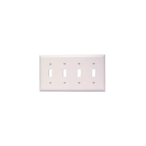 White Thermoplastic Nylon Standard Toggle Switch Wallplate 4 Gang Pass White Thermoplastic Nylon Standard Toggle Switch Wallplate 4 Gang Pass