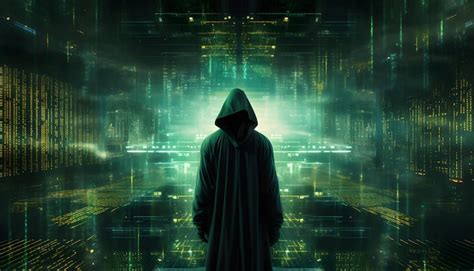 Premium Photo Ninja In A Matrixstyle Digital World Surrounded By Flowing Binary Code