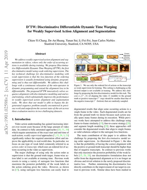 Pdf D3tw Discriminative Differentiable Dynamic Time Warping For