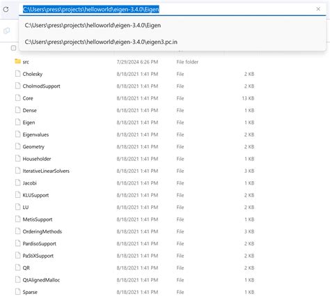 Visual Studio Code C Eigen Library Include Does Not See The File Directory Stack Overflow