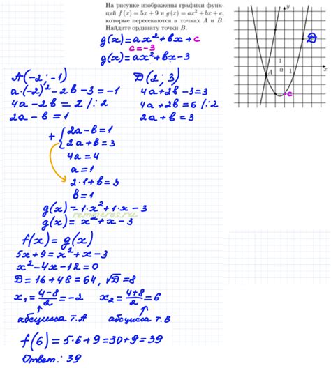 На рисунке изображены графики функций F X 5x 9 и G X Ax 2 Bx C которые пересекаются в точках