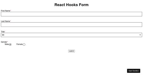 React Hooks Form Demo Codesandbox