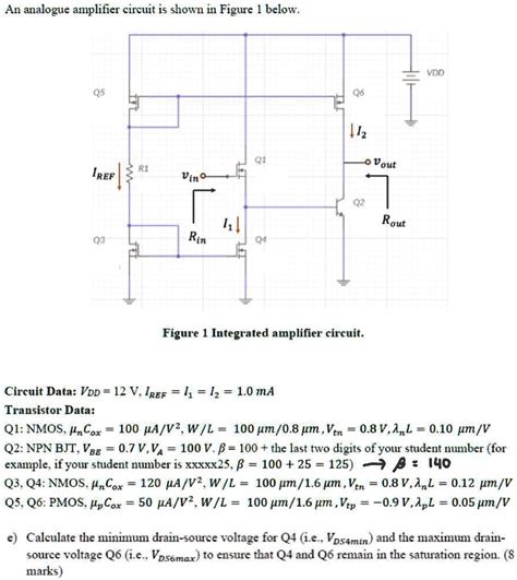 An Analogue Amplifier Circuit Is Shown In Figure Below Vdd 12 Vout Iref