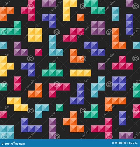 Tetris Bricks Seamless Background Vector 66696162