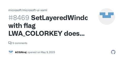 Setlayeredwindowattributes With Flag Lwacolorkey Does Not Work With Windows Created In Winui 3