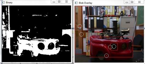 the left image is binary version arising from hsv and rgb segmentation