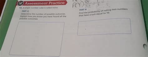 solved c assessment practice 13 a single number cube is rolled twice