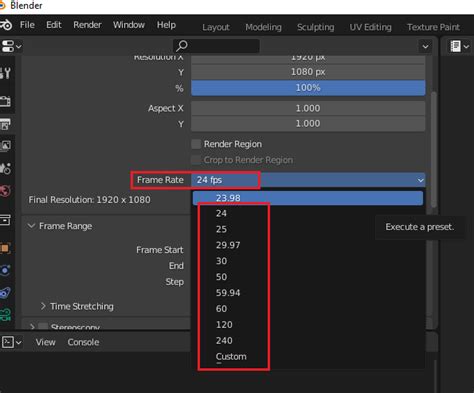 How To Modify Blender Frame Rate For Playback And Rendering