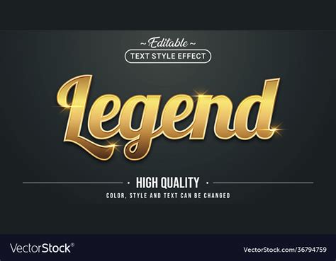 Editable Text Style Effect Legend Theme Vector Image