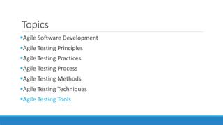 ISTQB Agile Tester Agile Test Tools PPT