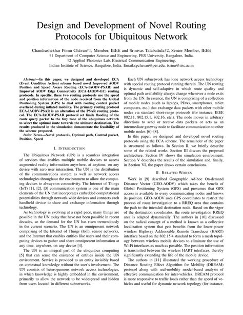 PDF Design And Development Of Novel Routing Protocols For Ubiquitous Network