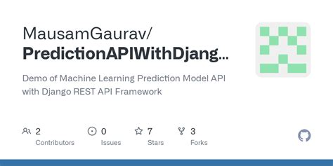 GitHub MausamGaurav PredictionAPIWithDjangoRESTDemoApp Demo Of Machine Learning Prediction