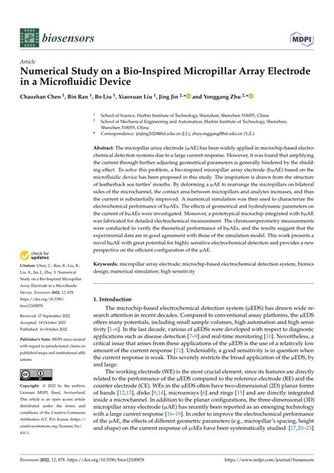 Pdf Numerical Study On A Bio Inspired Micropillar Array Electrode In Pdf Numerical Study On A Bio Inspired Micropillar Array Electrode In