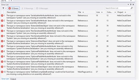 C Lots Of Namespaceassembly Reference Build Errors Windows Phone