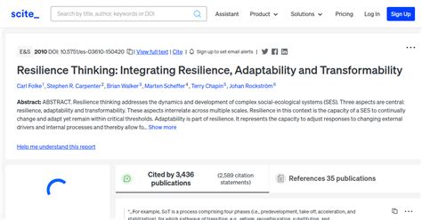 Resilience Thinking Integrating Resilience Adaptability And Transformability