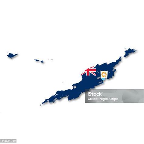 클리핑 경로가 있는 흰색 배경 3d 그림에 앵귈라 깃발 지도 0명에 대한 스톡 벡터 아트 및 기타 이미지 0명 개념 개념과 주제 Istock