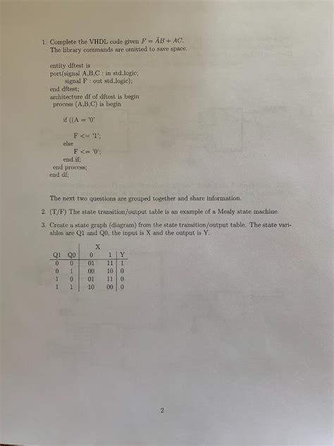 Solved Complete The VHDL Code Given F AB AC The Chegg