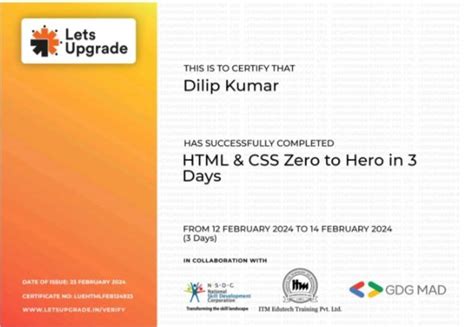 Completed Html And Css Course At Let Dilip Kumar Posted On The Topic Linkedin