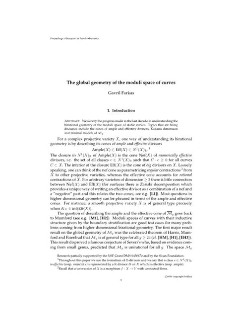 The Global Geometry Of The Moduli Space Of Curves Docslib