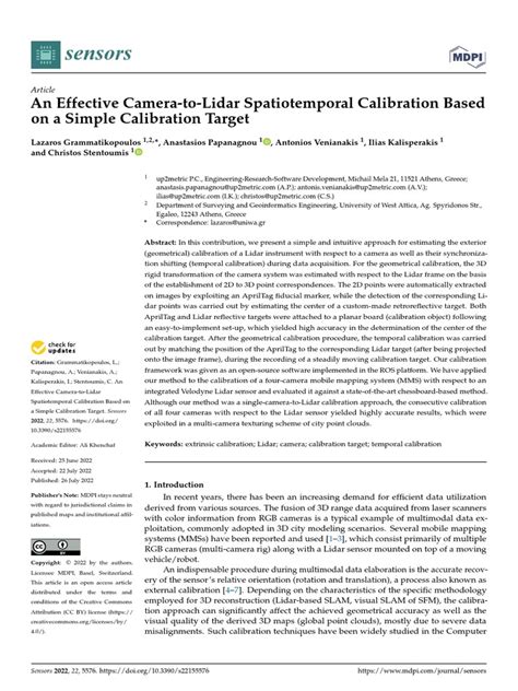 An Effective Camera To Lidar Spatiotemporal Calibration Pdf Lidar