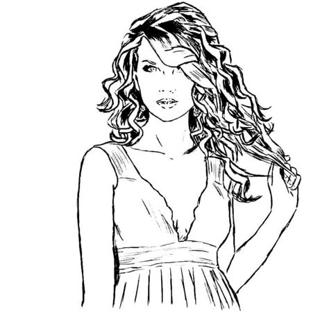 Taylor Swift Con Un Cabello Hermoso Para Colorear Imprimir E Dibujar Coloringlib