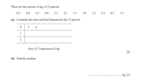 Stem And Leaf Diagrams Past Paper Questions For IGCSE Cambridge 0580