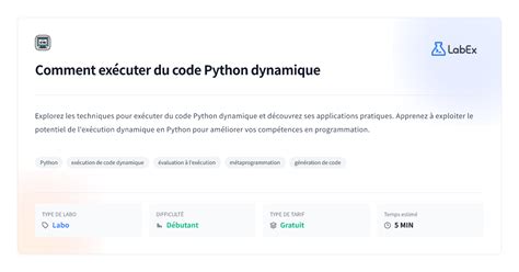 Comment Exécuter Du Code Python Dynamique Labex