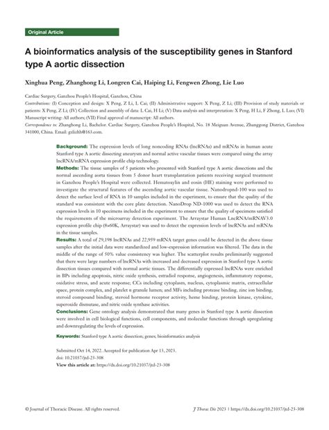 Pdf A Bioinformatics Analysis Of The Susceptibility Genes In Stanford
