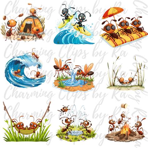 Watercolor Ants Summer Fun Clipart Ants Png Insect Clipart Digital