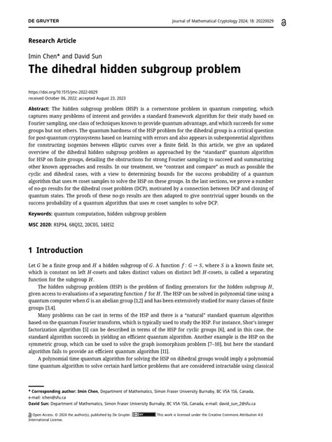 pdf the dihedral hidden subgroup problem