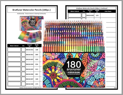 Swatch Form Color Chart For Brutfuner Watercolor Pencils Etsy