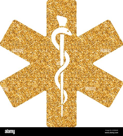 Medical Symbol Icon In Gold Glitter Texture Sparkle Luxury Style