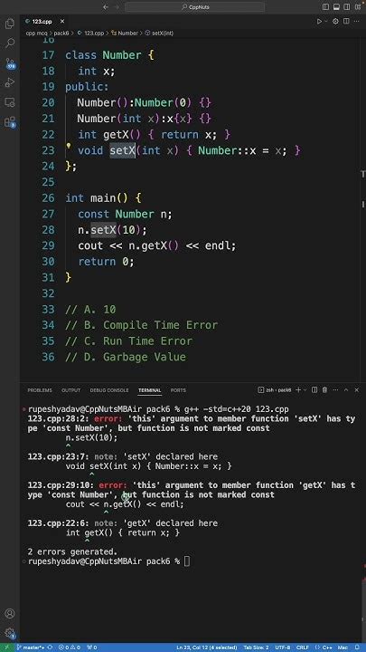 Const Object Cant Call Non Const Member Functions In C