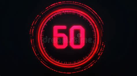 Seamless Circle Countdown Timer Animation From 60 To 0 Seconds On