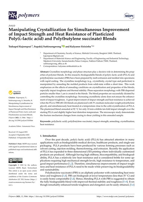 Pdf Manipulating Crystallization For Simultaneous Improvement Of Impact Strength And Heat