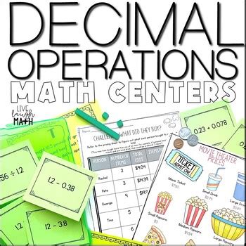 Decimal Operations Math Center Activities Add Subtract Multiply Divide